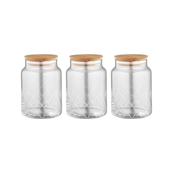 Selka Home - 3-delad burk med skärdetaljerad trälock 890 ML – Selka ...